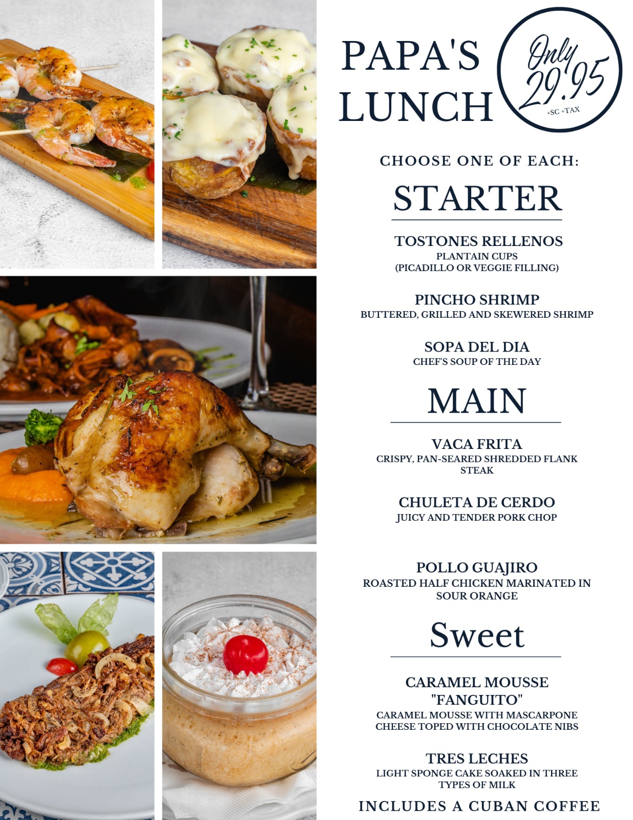 Sala'o Cuban Restaurant & Bar | Cuban Lunch Special: Starter, Entree ...